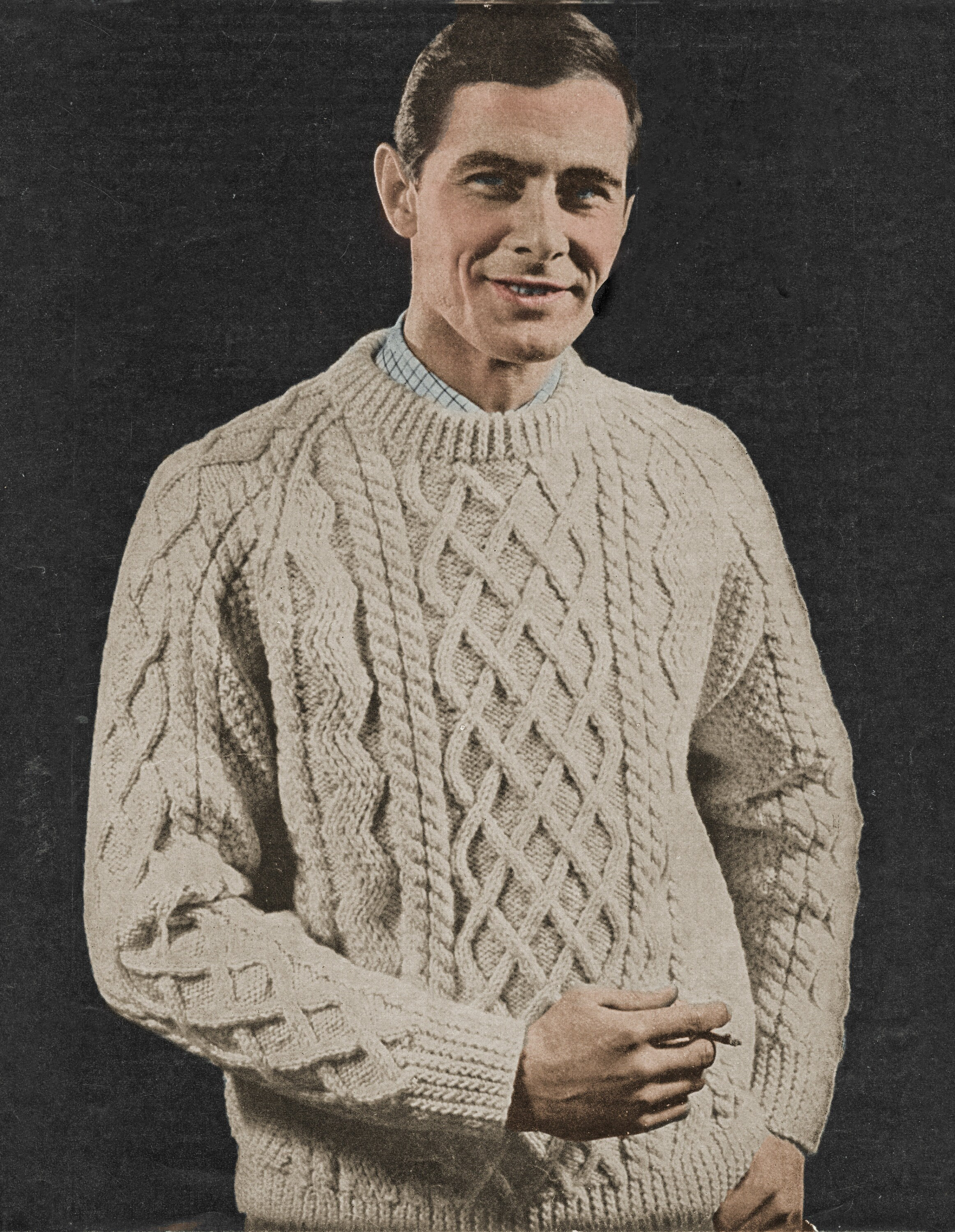 Men's Interwoven Cable Sweater Knitting Pattern Aran - Etsy UK