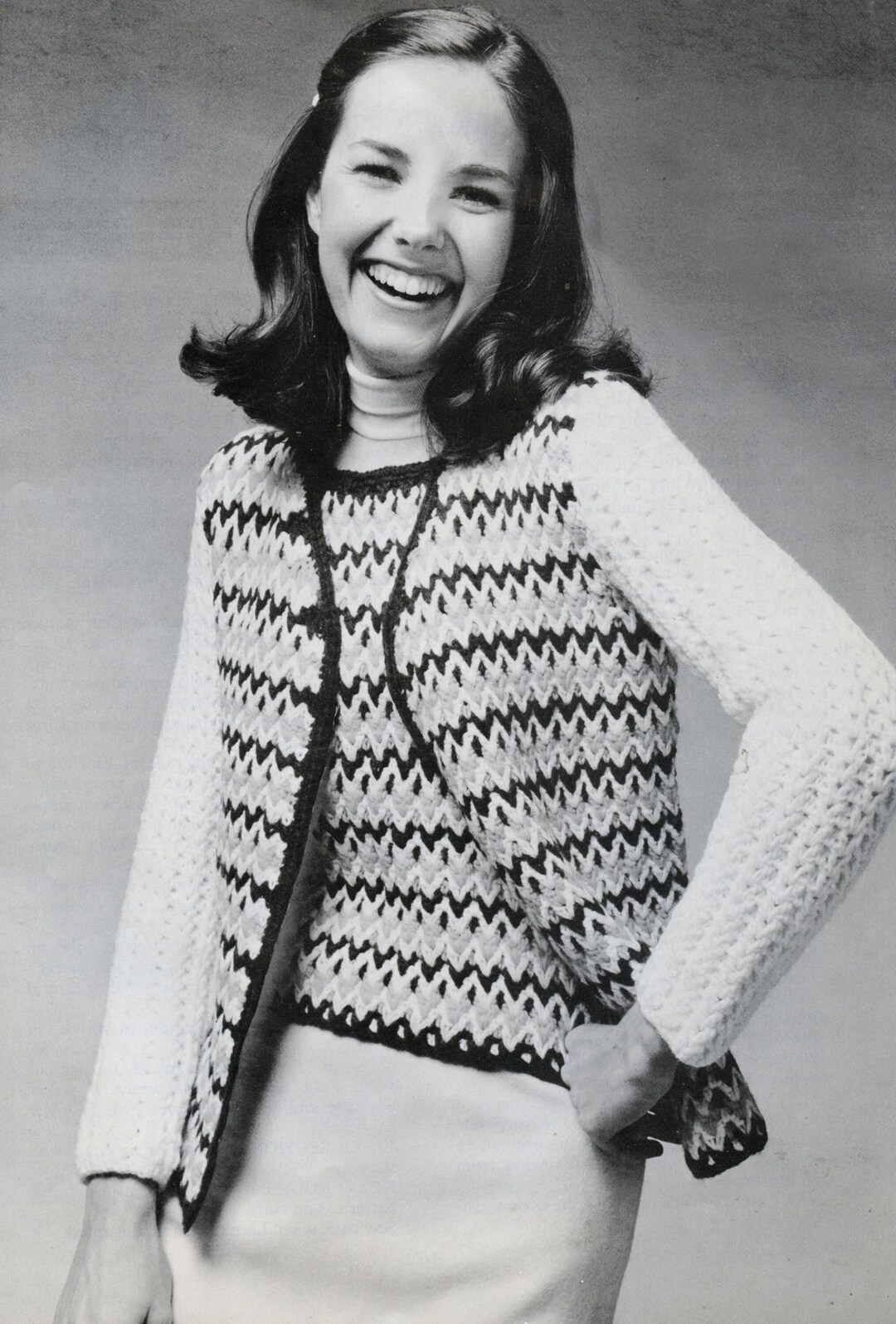 70s Super Ripple Retro Twin Set Crochet Pattern Zig Zag Vest and ...