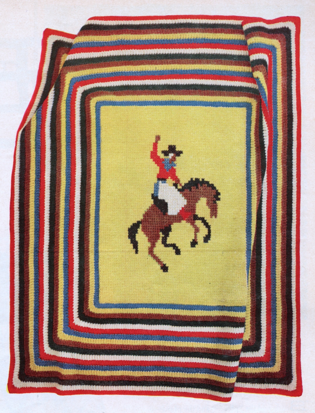 Buckin Bronco Crochet Afghan Pattern - Cowboy Afghan Pattern, Western ...