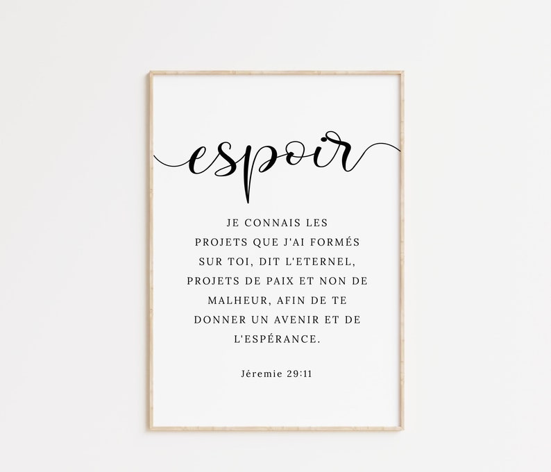 Jérémie 29:11, Affiche Chrétienne, Décoration chrétienne, Citation ...