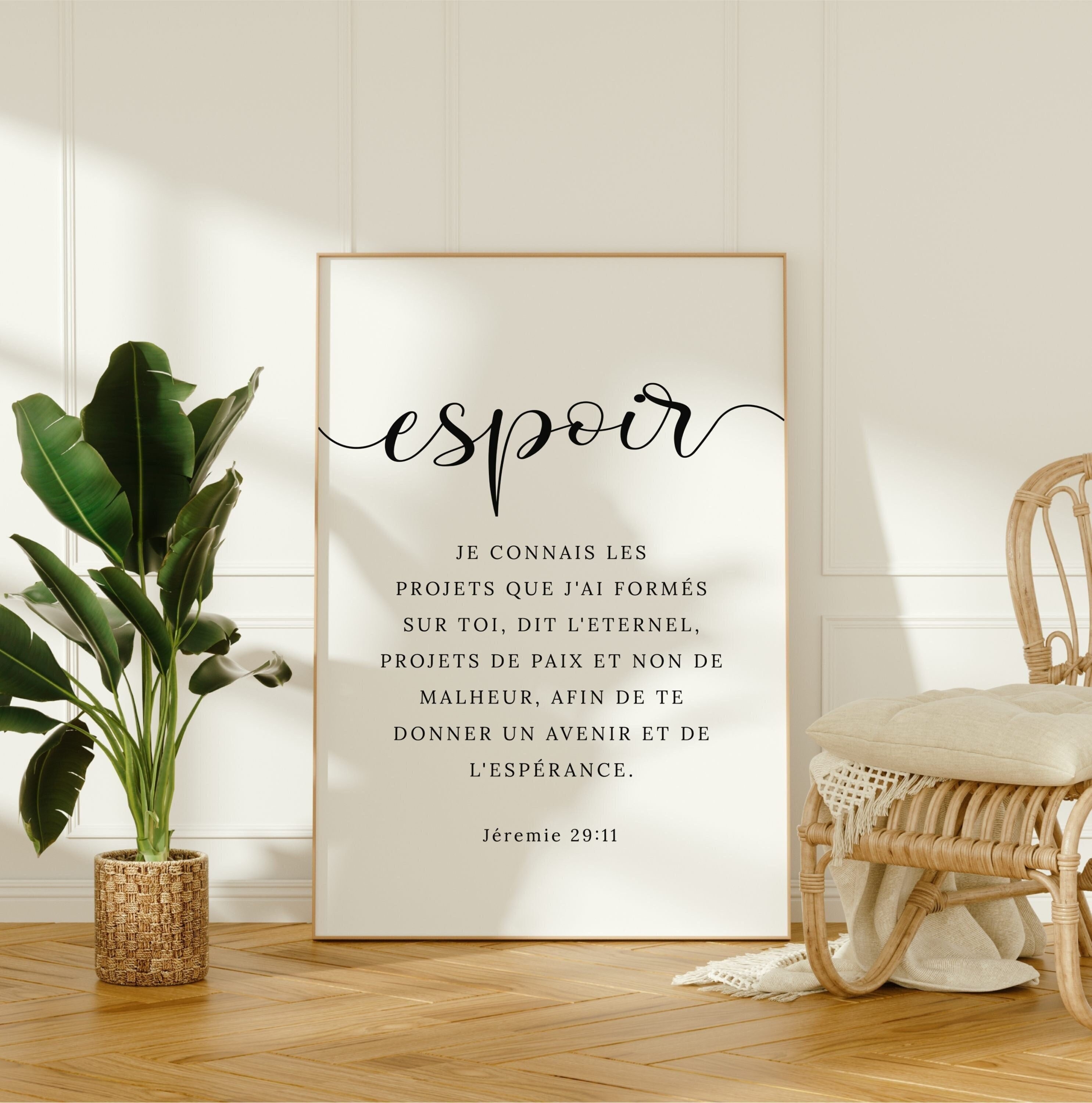 Jérémie 29:11, Affiche Chrétienne, Décoration chrétienne, Citation ...