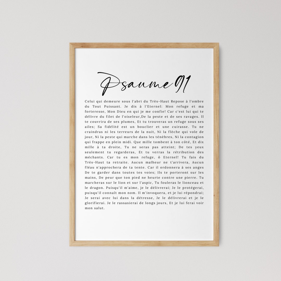 Psaumes 91 Affiche Chrétienne Décoration chrétienne - Etsy France