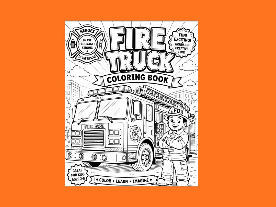 Fire Truck Coloring Book for Kids Printable | Firefighter Coloring ...
