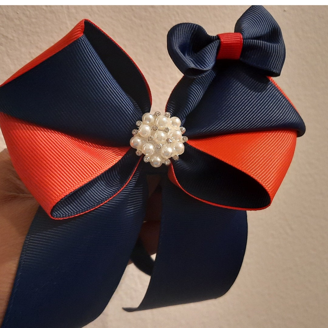 Moño de pelo rojo y azul - Etsy España