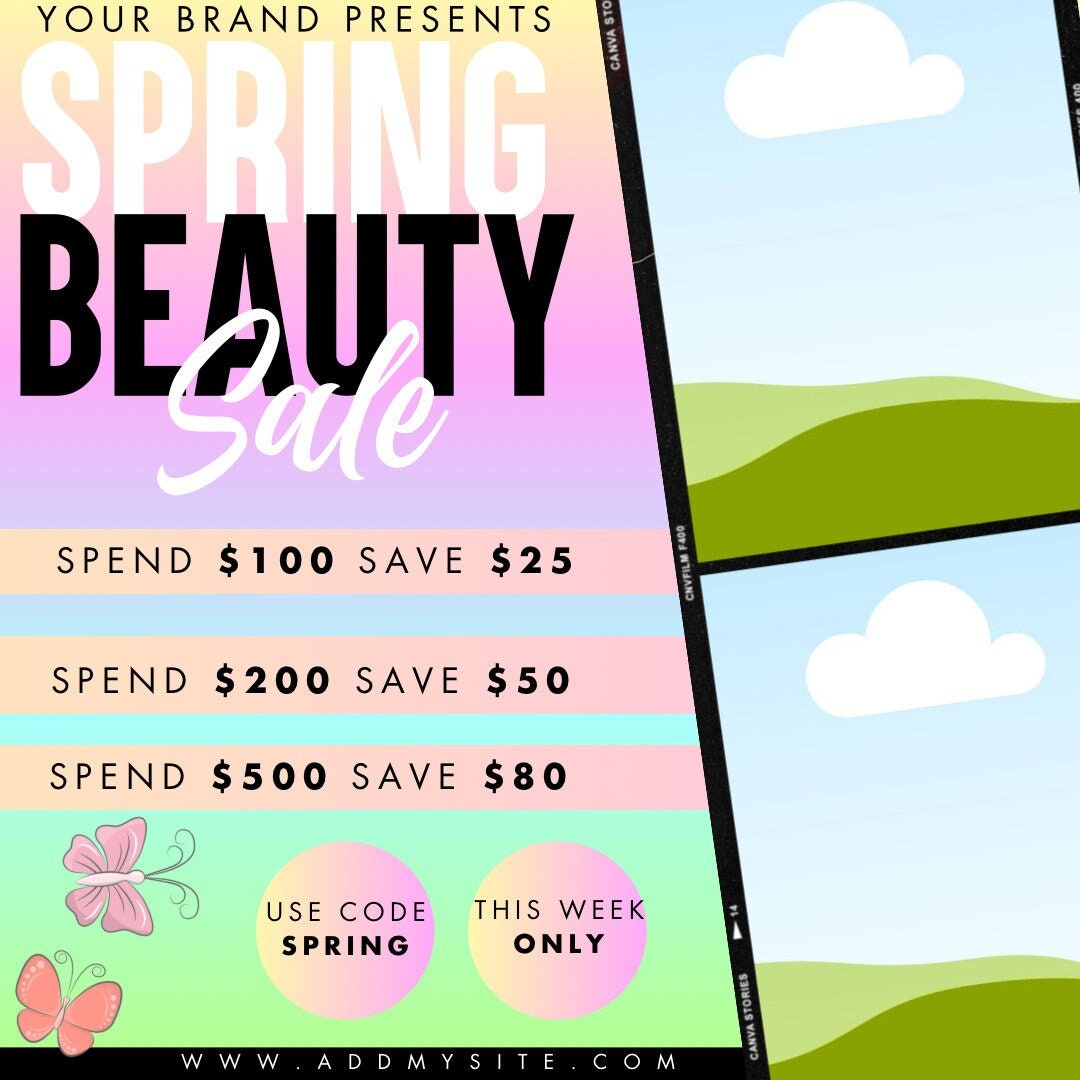 Spring Sale Flyer, Spring Flyer, Butterfly Flyer, Spring Themed Flyer ...