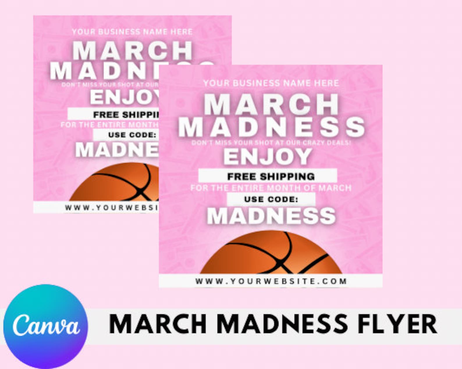 Pink March Madness Flyer, Social Media Flyer, Canva Flyer, Editable ...