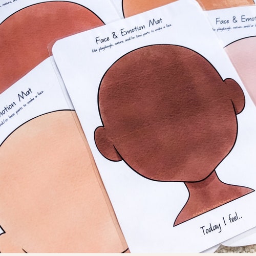 5 Diverse Social Emotional Playdough Face Mats for Fine Motor - Etsy ...