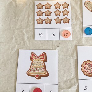 18 Custom Gingerbread Christmas & Holiday Math Clip Cards Montessori ...