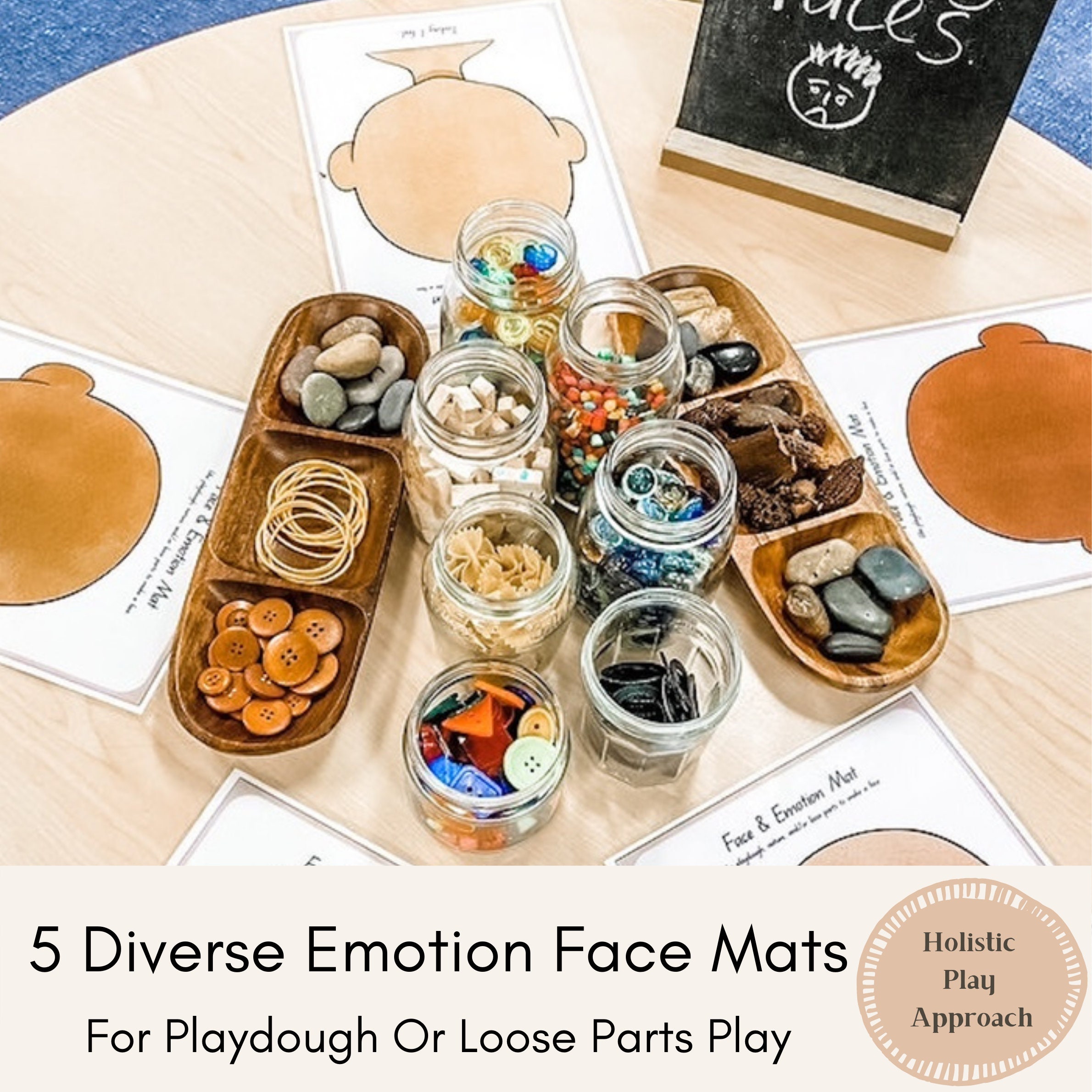 5 Diverse Social Emotional Playdough Face Mats for Fine Motor and ...