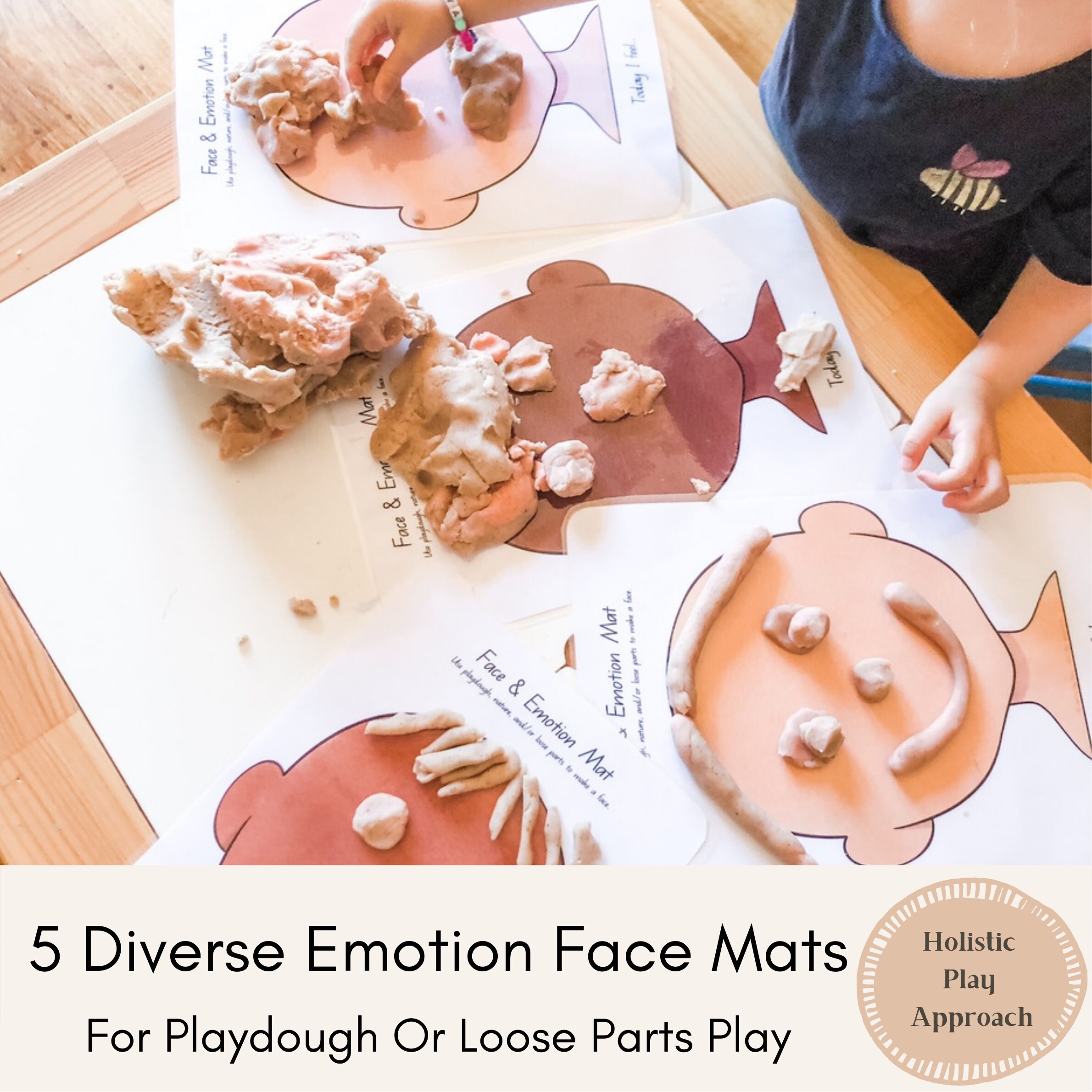 5 Diverse Social Emotional Playdough Face Mats for Fine Motor and ...