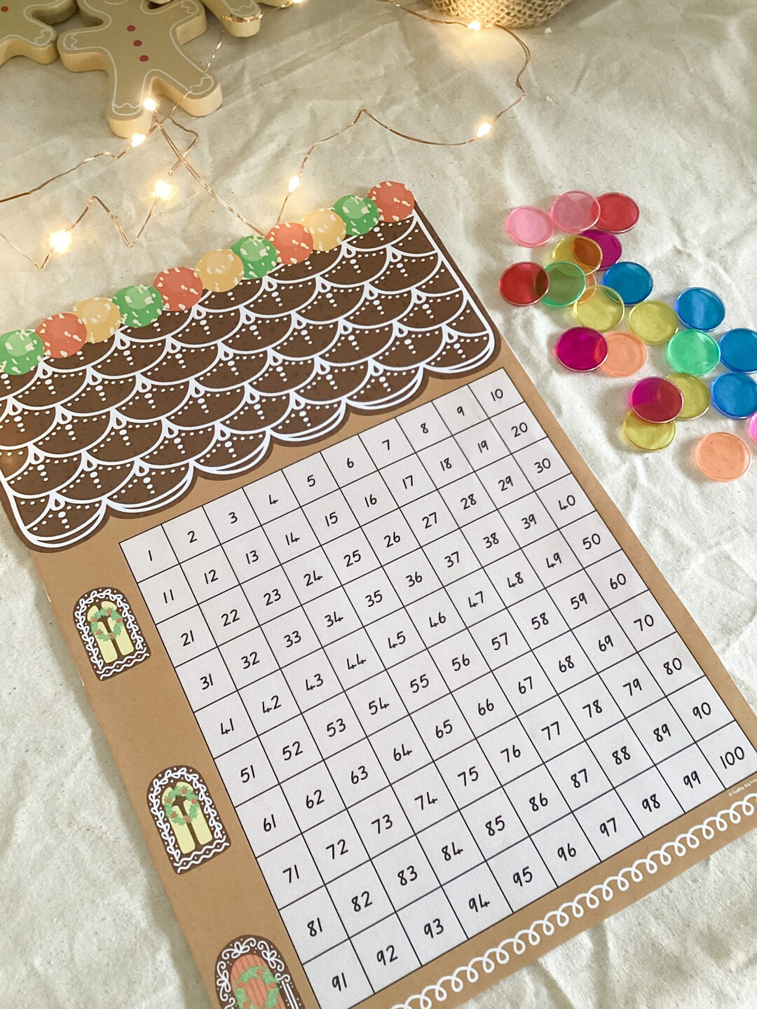 8 Gingerbread House Christmas & Holiday Themed Hundreds Chart ...