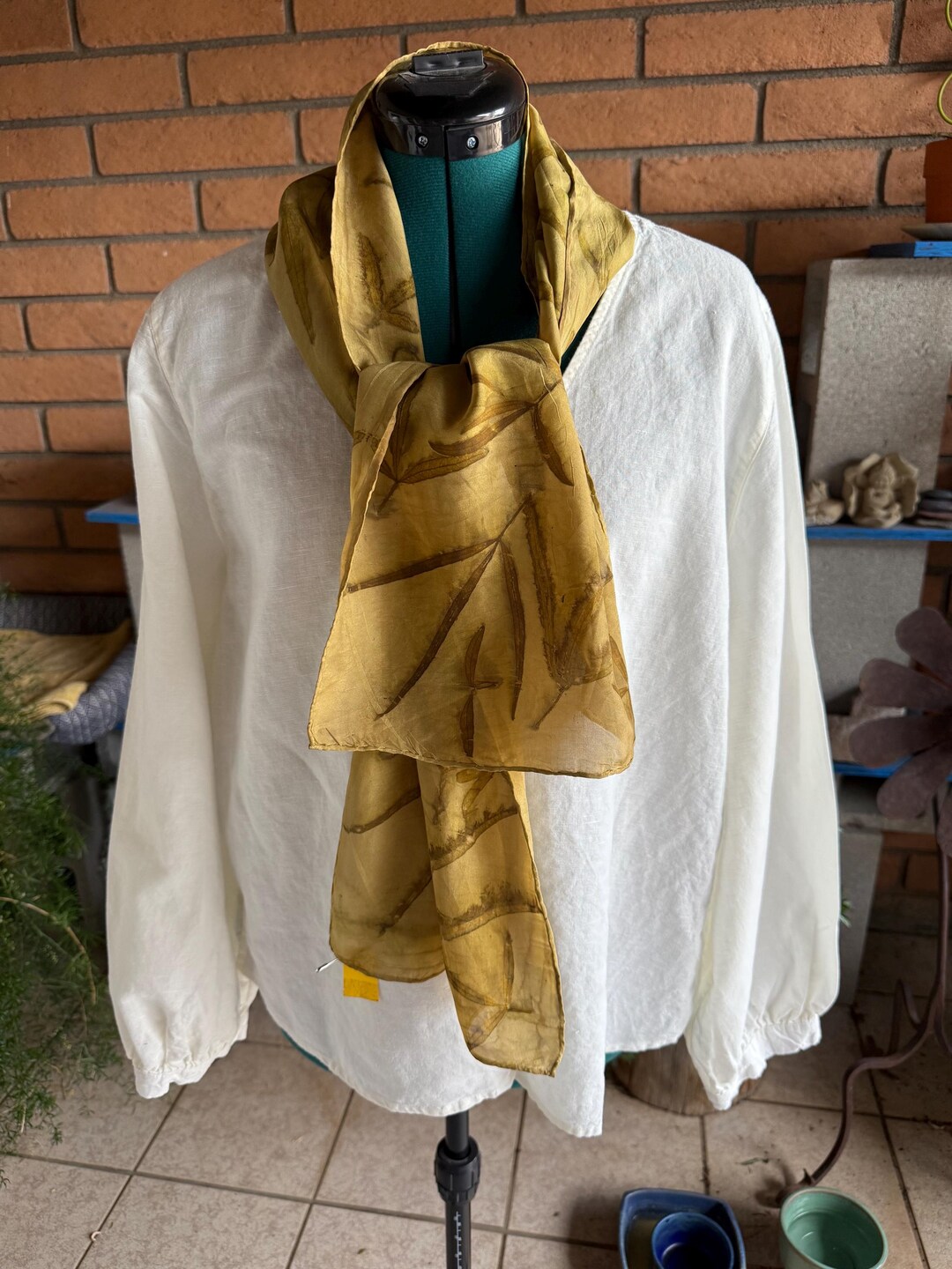 23 - Eco Dyed Silk Scarf, Over Dyed in Yellow Onions - Etsy