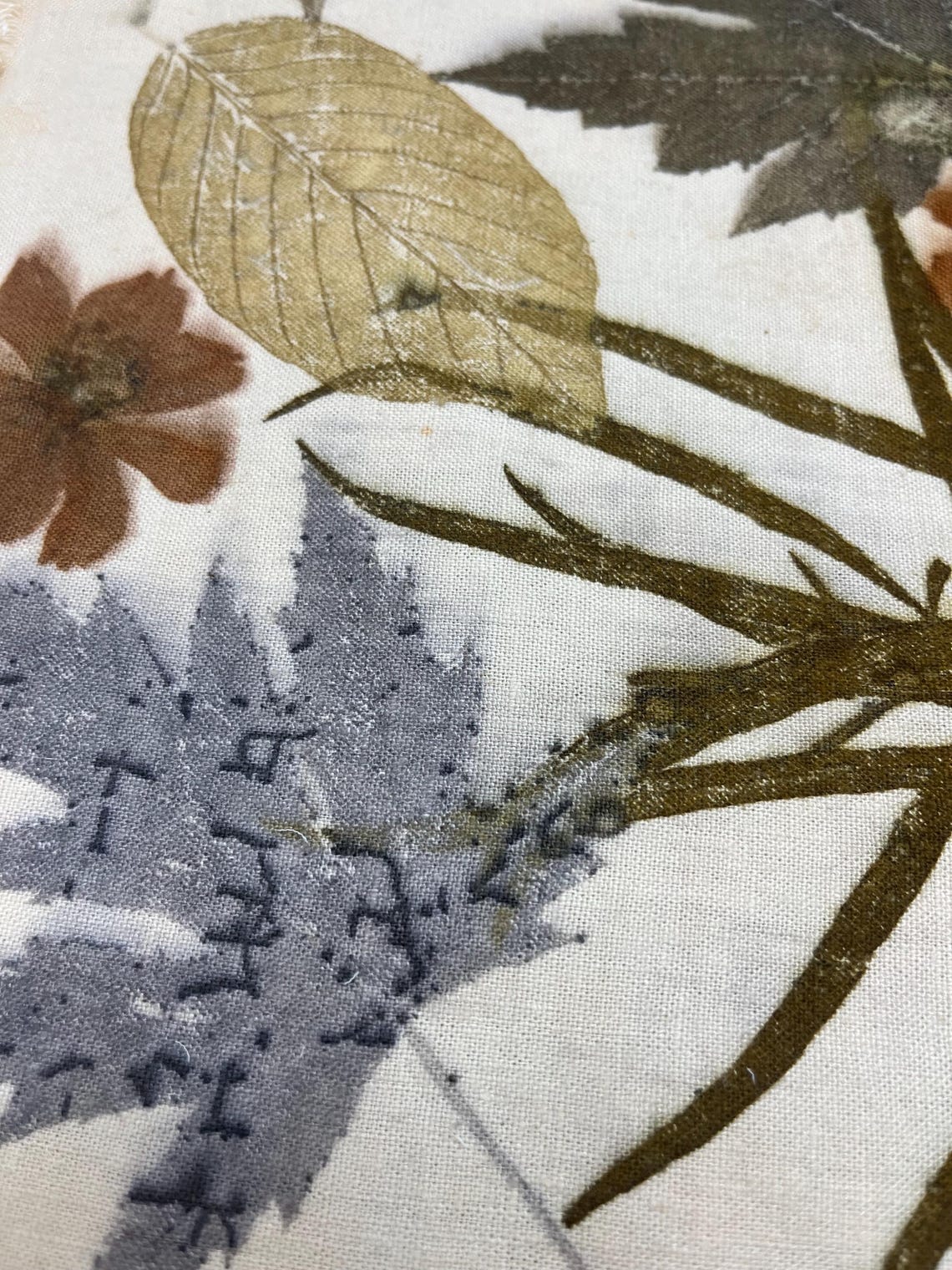 Large Piece of Linen Fabric With Eco Dyed Bird of Paradise, Desert ...