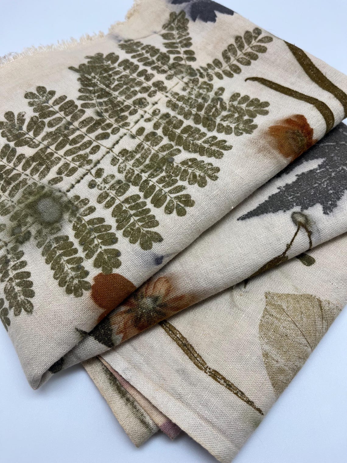 Large Piece of Linen Fabric With Eco Dyed Bird of Paradise, Desert ...