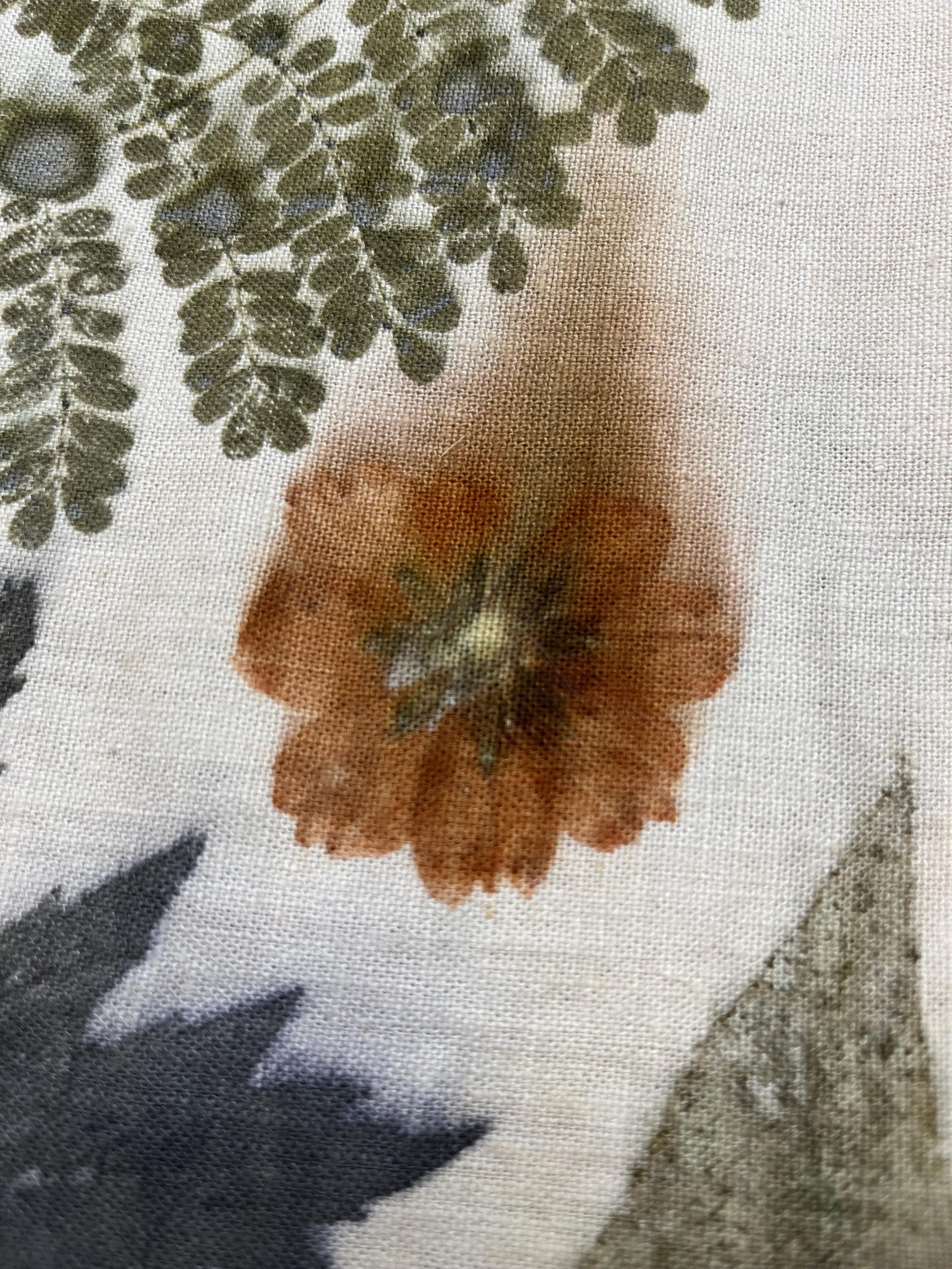 Large Piece of Linen Fabric With Eco Dyed Bird of Paradise, Desert ...