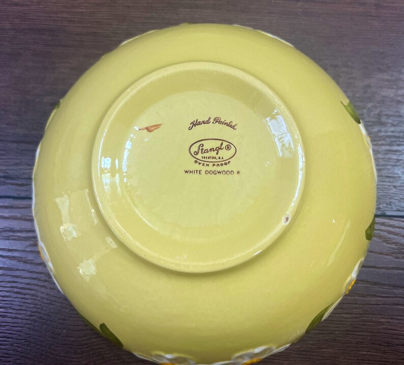 Stangl White Dogwood, Large Round Serving Bowl, Hand Painted Green With ...