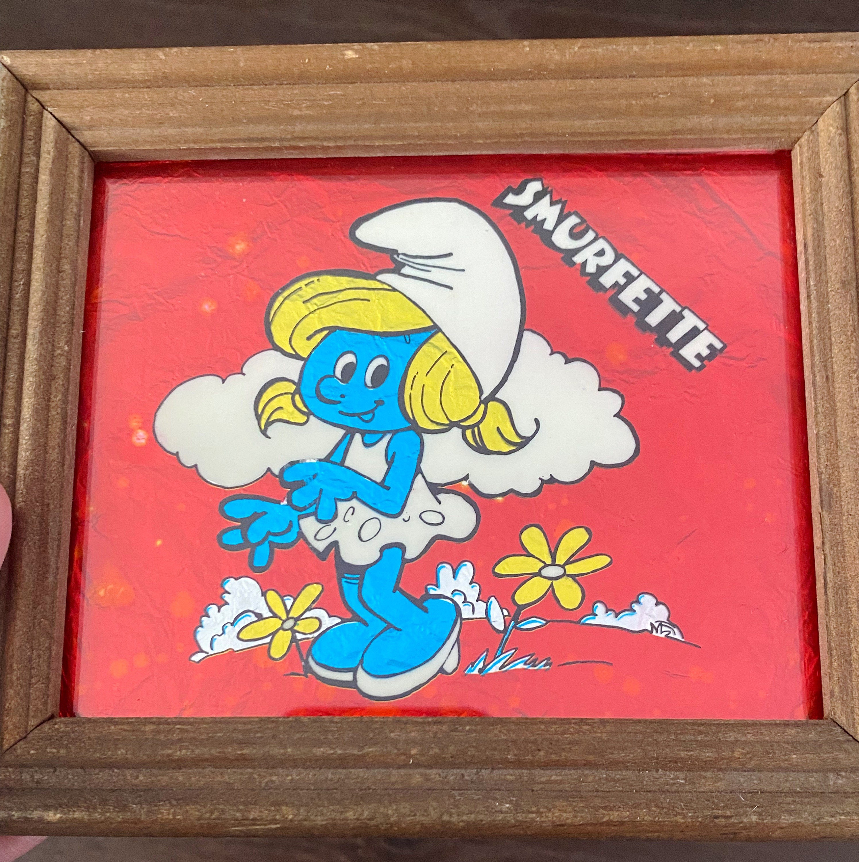 Vintage Smurfette Foil Art Framed Shiny Smurf Picture Smurf - Etsy