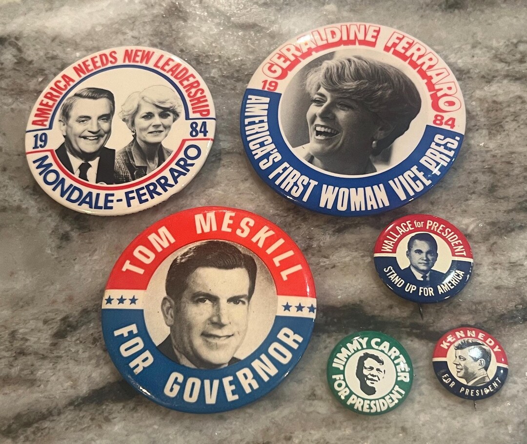 Vintage Political Pins, Pin Back Buttons, Vintage Pins, Lot of 6 ...