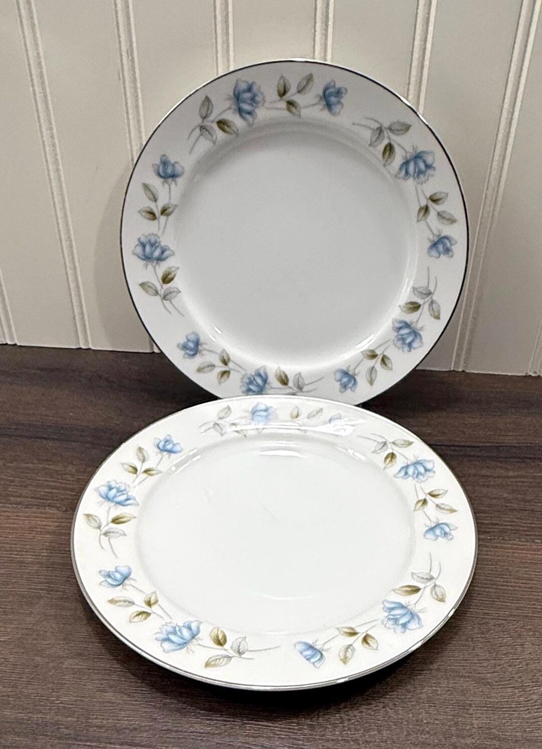 Elegant Lady Salad Plates, Set of 2, Pretty Blue Floral Design With ...