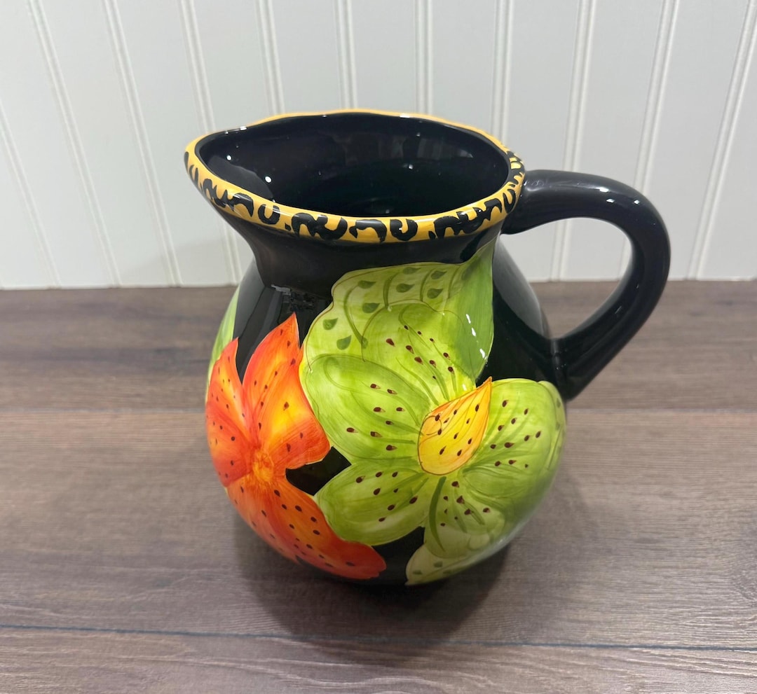 Tropical Pitcher, Vibrant Orange and Lime Green Tropical Flowers With ...