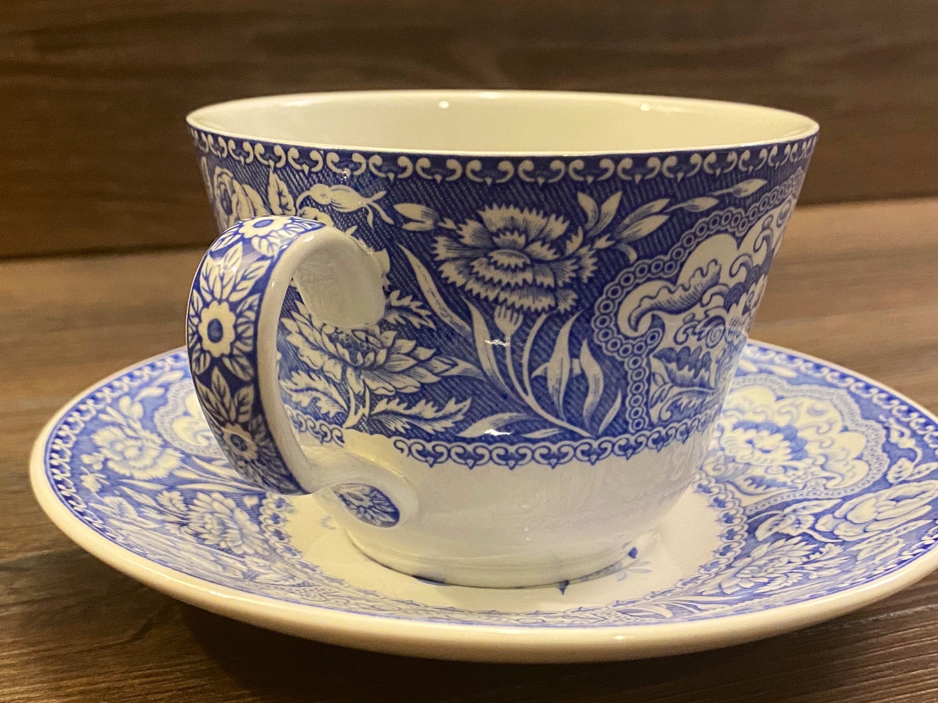 Spode Floral Teacup and Saucer Set Blue Room Collection | Etsy