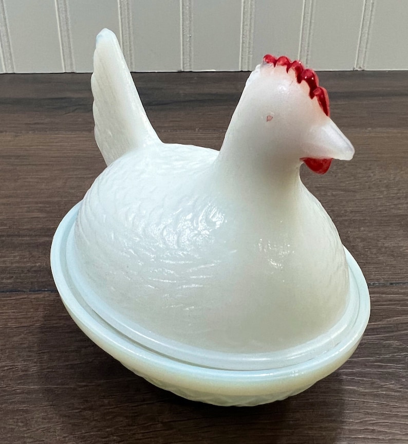Vintage Hen on a Nest, Milk Glass Hen on a Nest, Indiana Glass Co, Cute ...