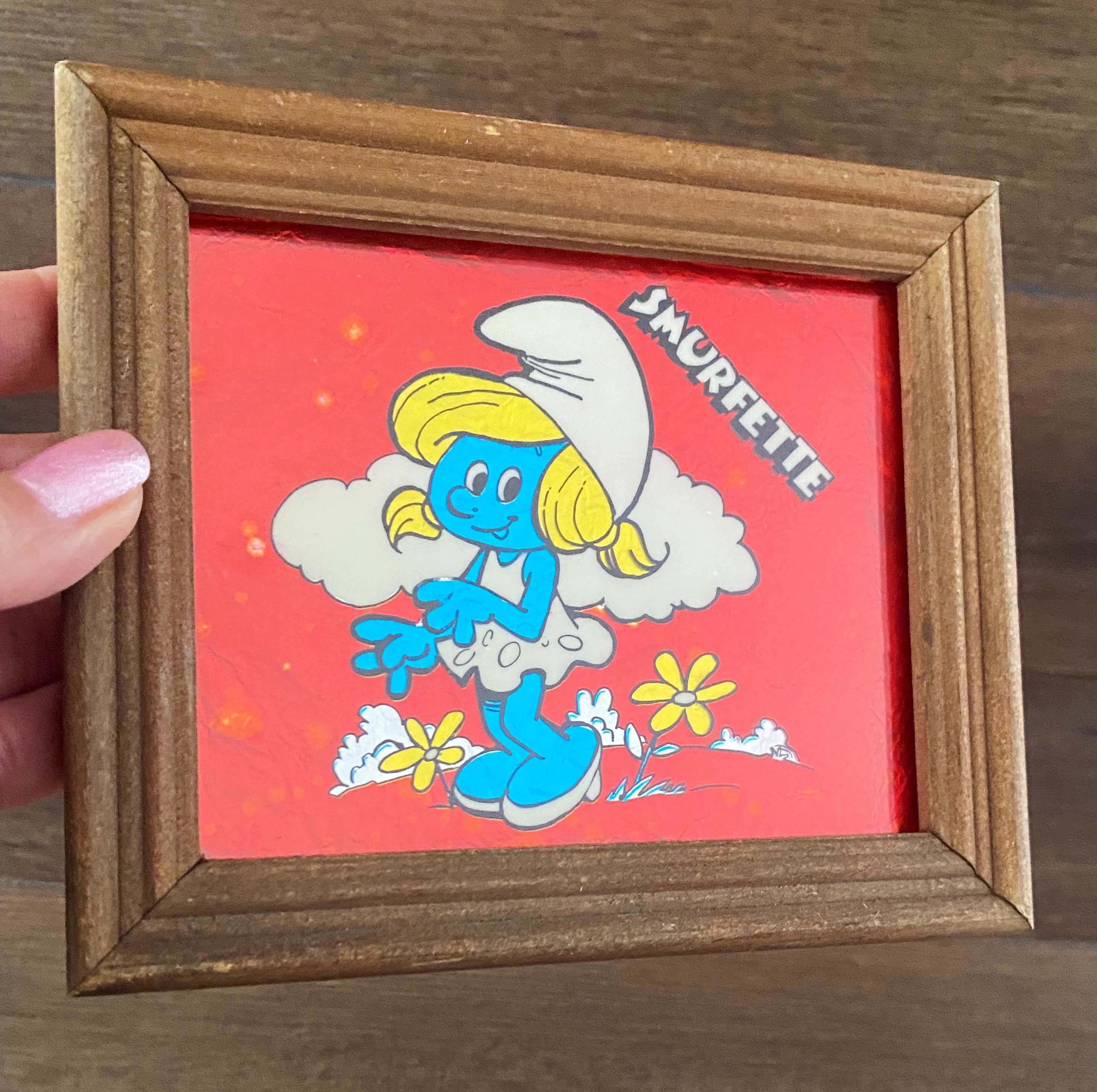 Vintage Smurfette Foil Art Framed Shiny Smurf Picture Smurf - Etsy
