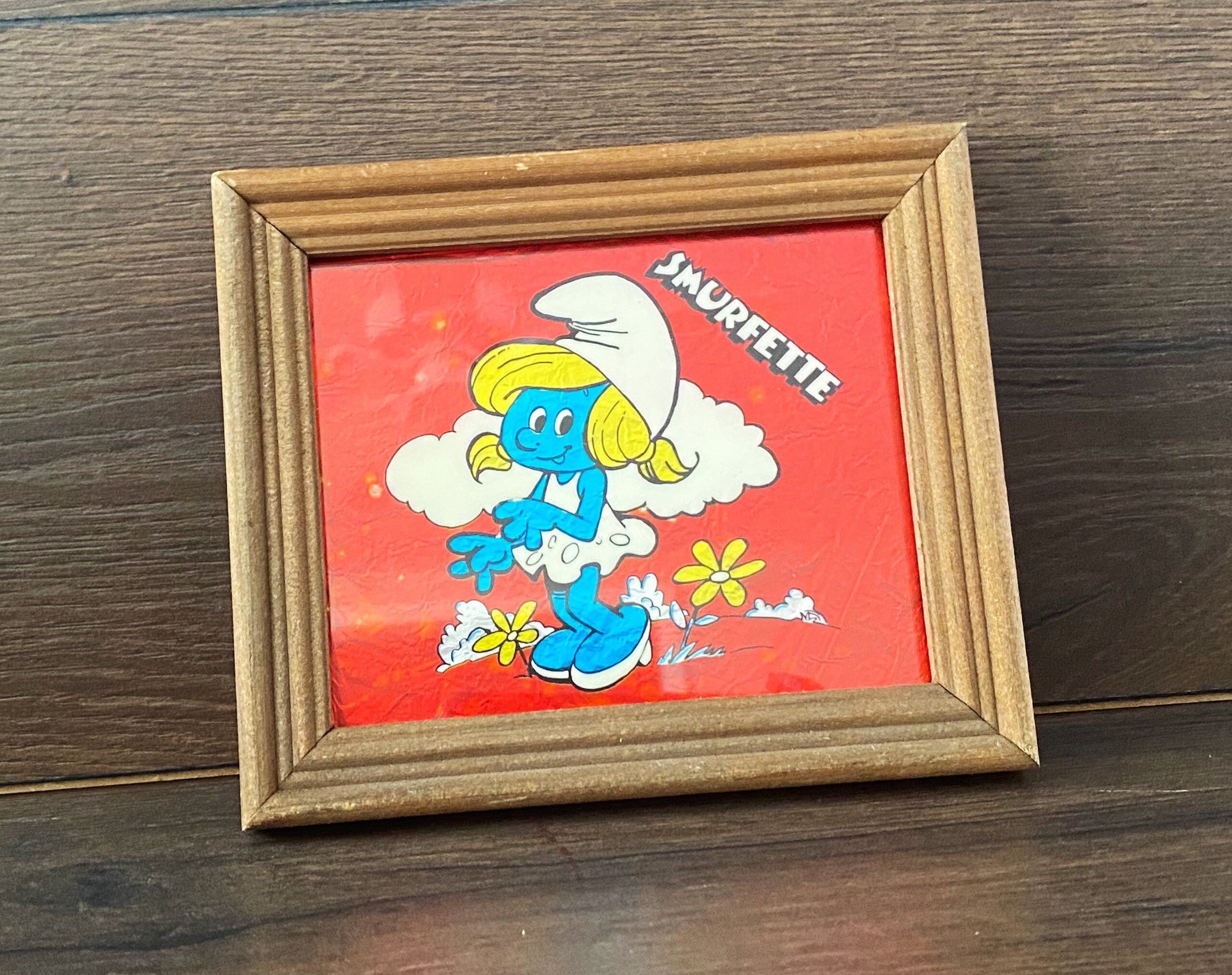 Vintage Smurfette Foil Art Framed Shiny Smurf Picture Smurf - Etsy