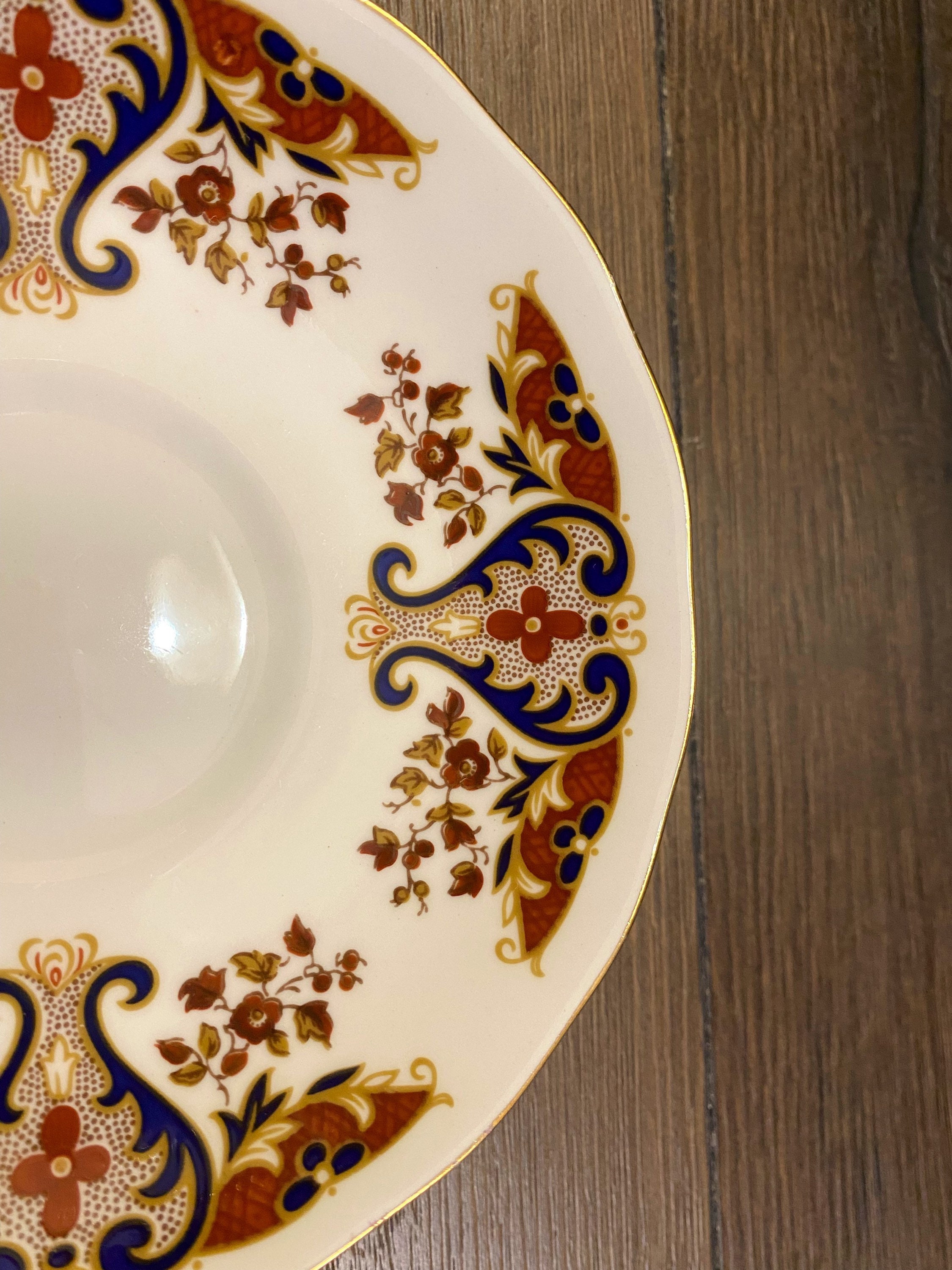 Colclough Royale Saucers, Set of 4, Pretty Blue Scroll With Deep Orange ...
