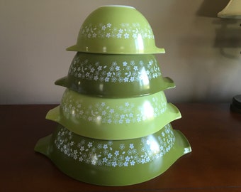 Vintage Pyrex Crazy Daisy Spring Blossom Cinderella Mixing Bowls Set ...