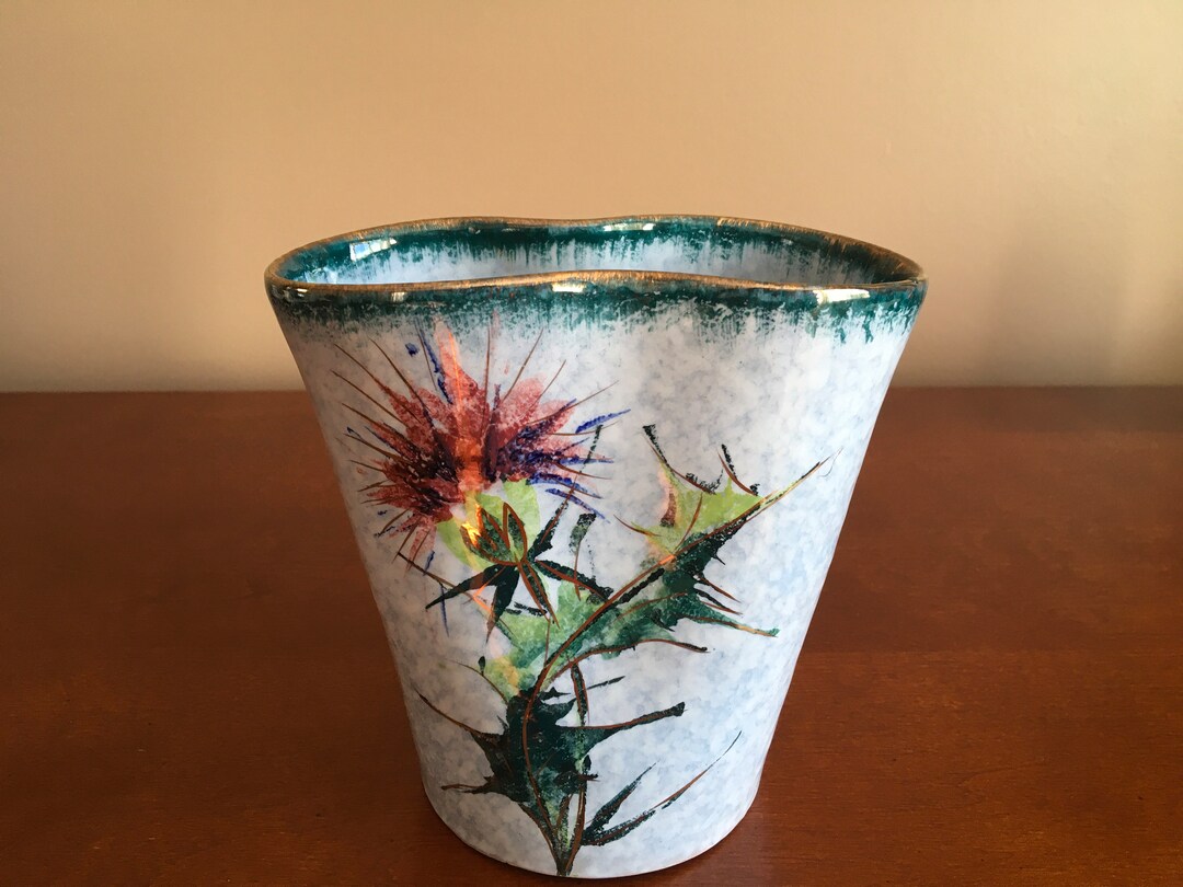 Vintage Hand Painted Thistle Made in Italy Ceramic Small Vase - Etsy