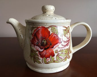 Red Poppy Teapot - Etsy