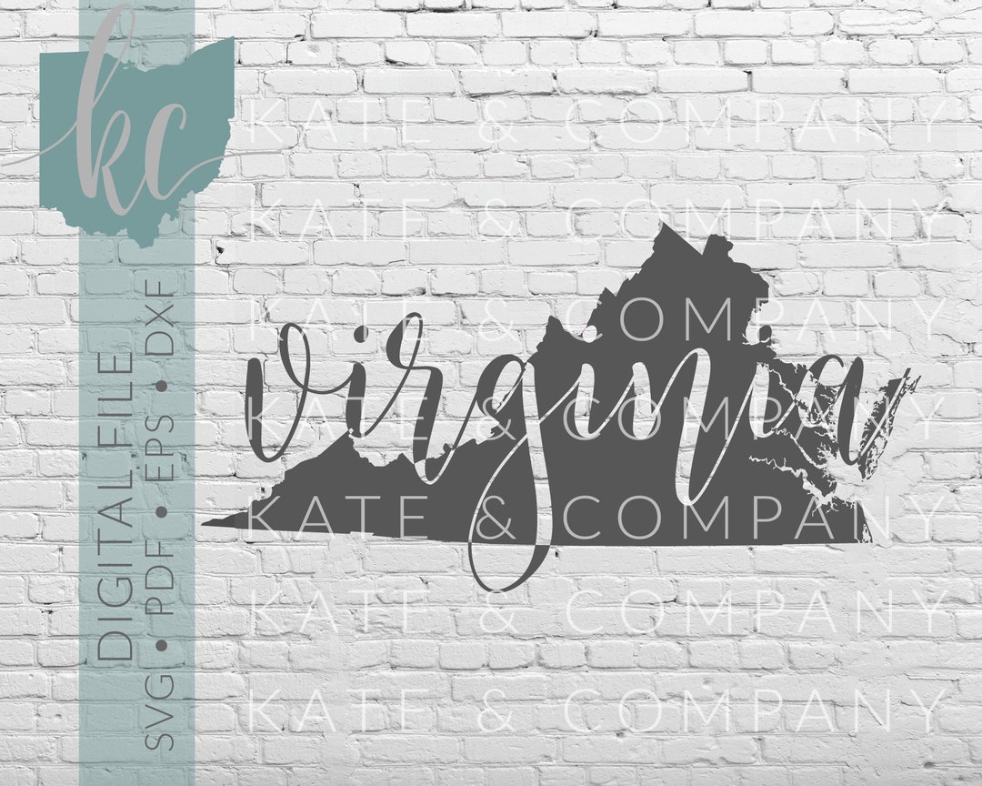 Virginia State Shape • digital Download • SVG • PDF • DXF • print ...