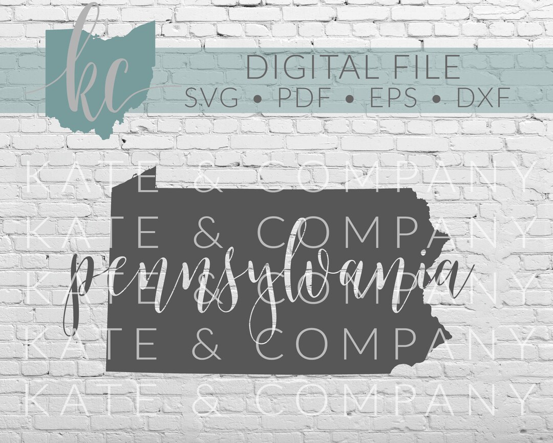 Pennsylvania State Shape • digital Download • SVG • PDF • DXF • print ...