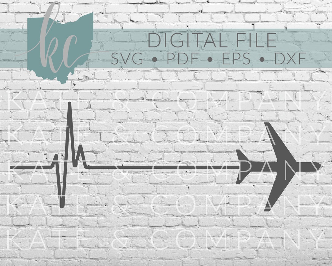 Heartbeat Airplane • digital Download • SVG • PDF • DXF • print • laser ...