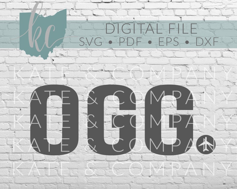 OGG Airport Code • digital Download • SVG • DXF • print • cut • laser ...
