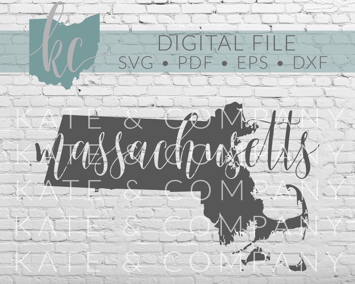 Massachusetts State Shape digital Download SVG PDF DXF print laser ...