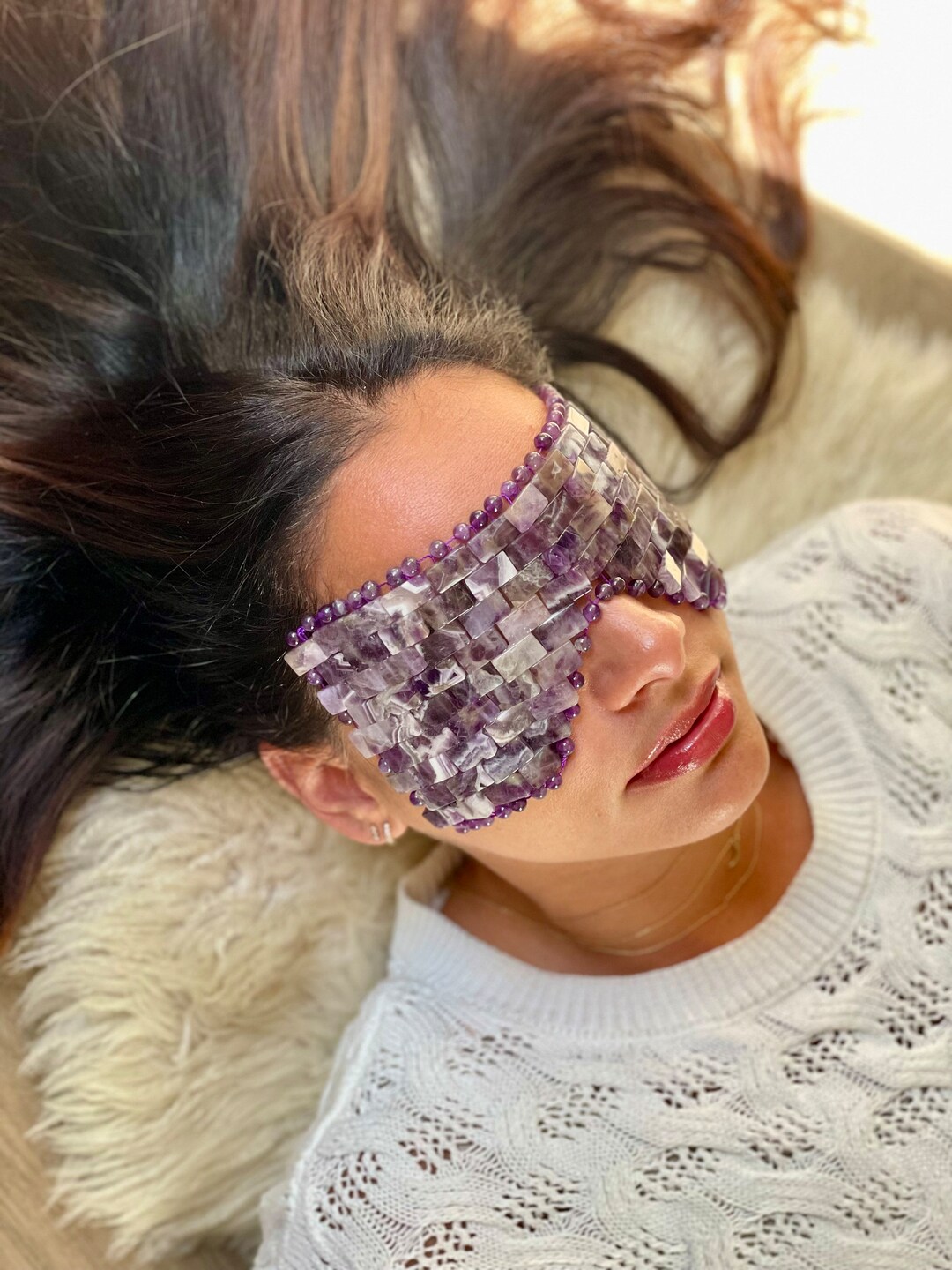 Natural Skincare Set Amethyst Gua Sha Eye Mask & Green Coffee Oil ...