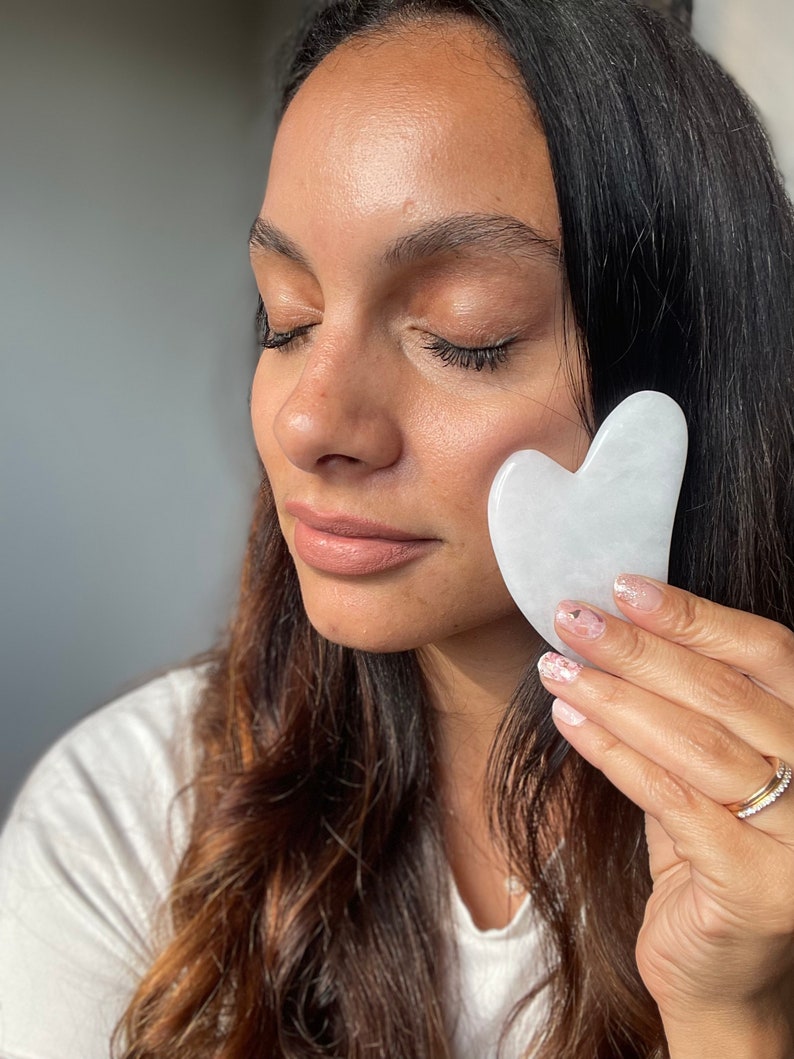 White Jade Gua Sha Beginners Gua Sha Set Organic Face Oil Etsy