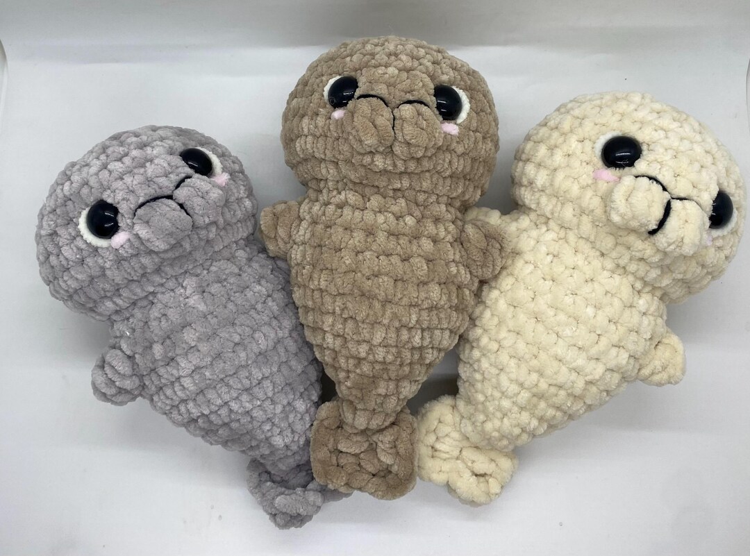 Medium Crochet Stuffed Seal | Made to Order | Customizable | Fast ...