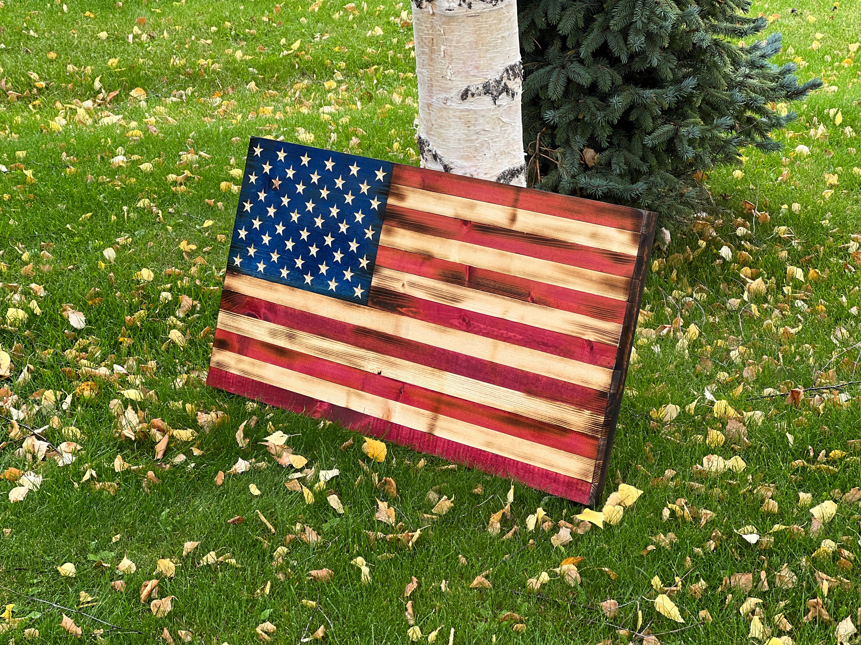 Handcrafted Wood Rustic American Flag, Burned Wood Flag, USA Flag ...