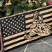 Handmade Wood Snowmobile American Flag 35"x18", Engraved Stars ...