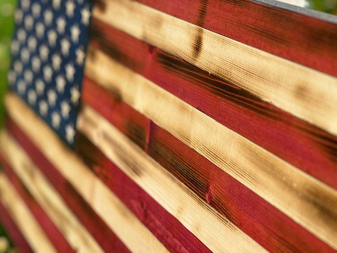 Handcrafted Wood Rustic American Flag Burned Wood Flag USA - Etsy