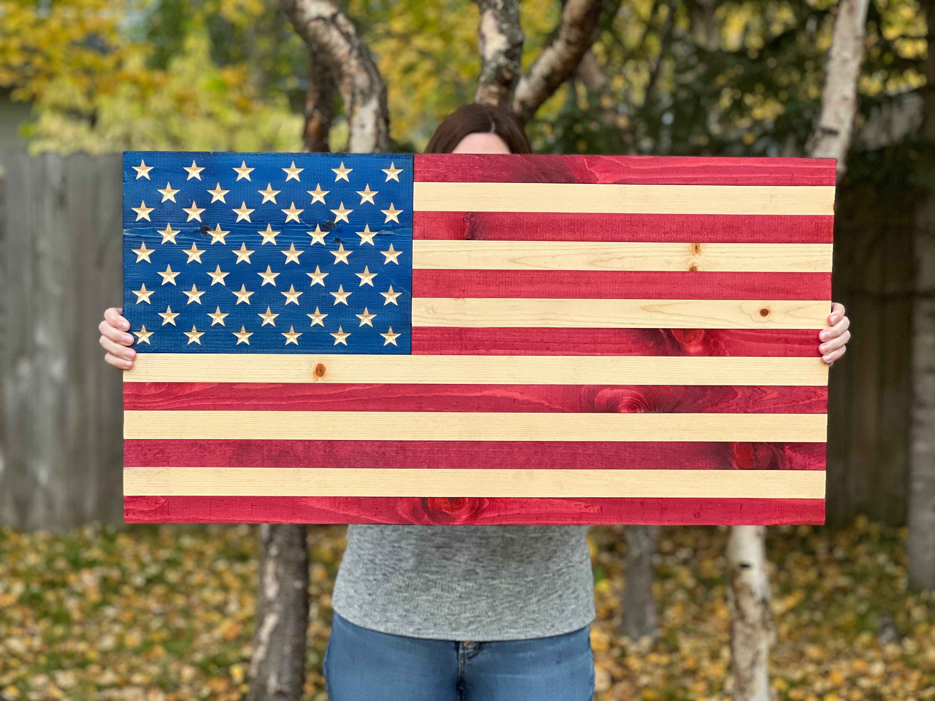 Handcrafted Wood Rustic American Flag, USA Flag, Wooden American Flag ...