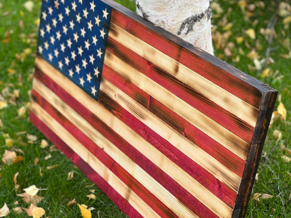 Handcrafted Wood Rustic American Flag Burned Wood Flag USA - Etsy