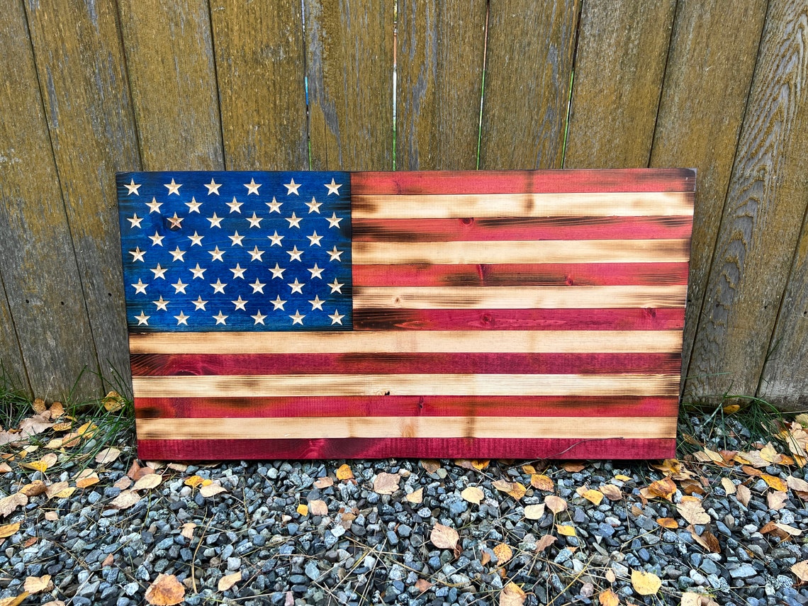 Handcrafted Wood Rustic American Flag Burned Wood Flag USA - Etsy