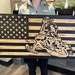 Handmade Wood Snowmobile American Flag 35"x18", Engraved Stars ...