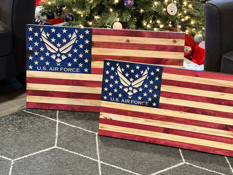 Handcrafted U.S. Air Force Wood Rustic American Flag, Burned Wood Flag ...