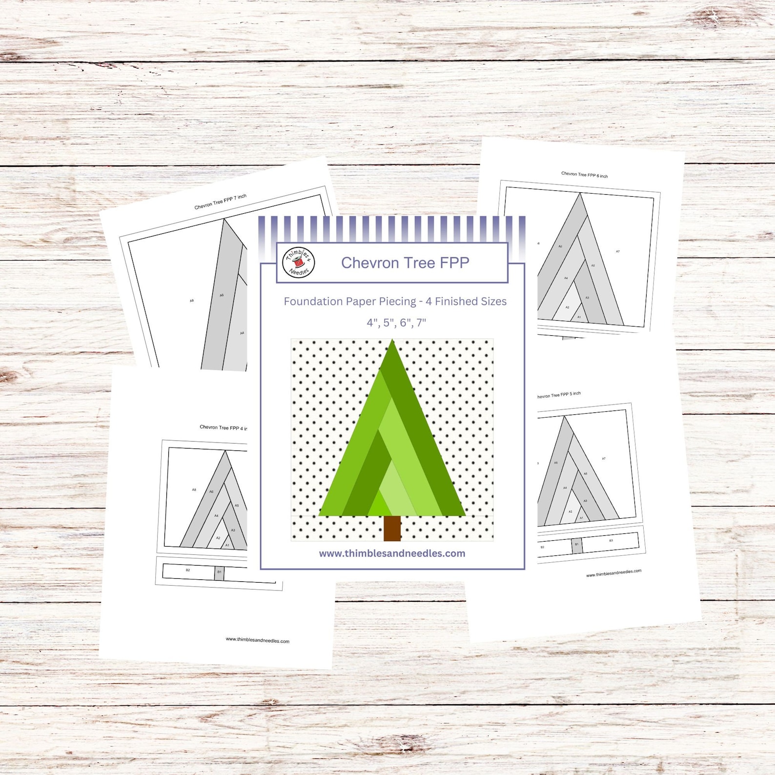 Chevron Tree FPP Foundation Paper Piecing Quilt Block Pattern Digital ...