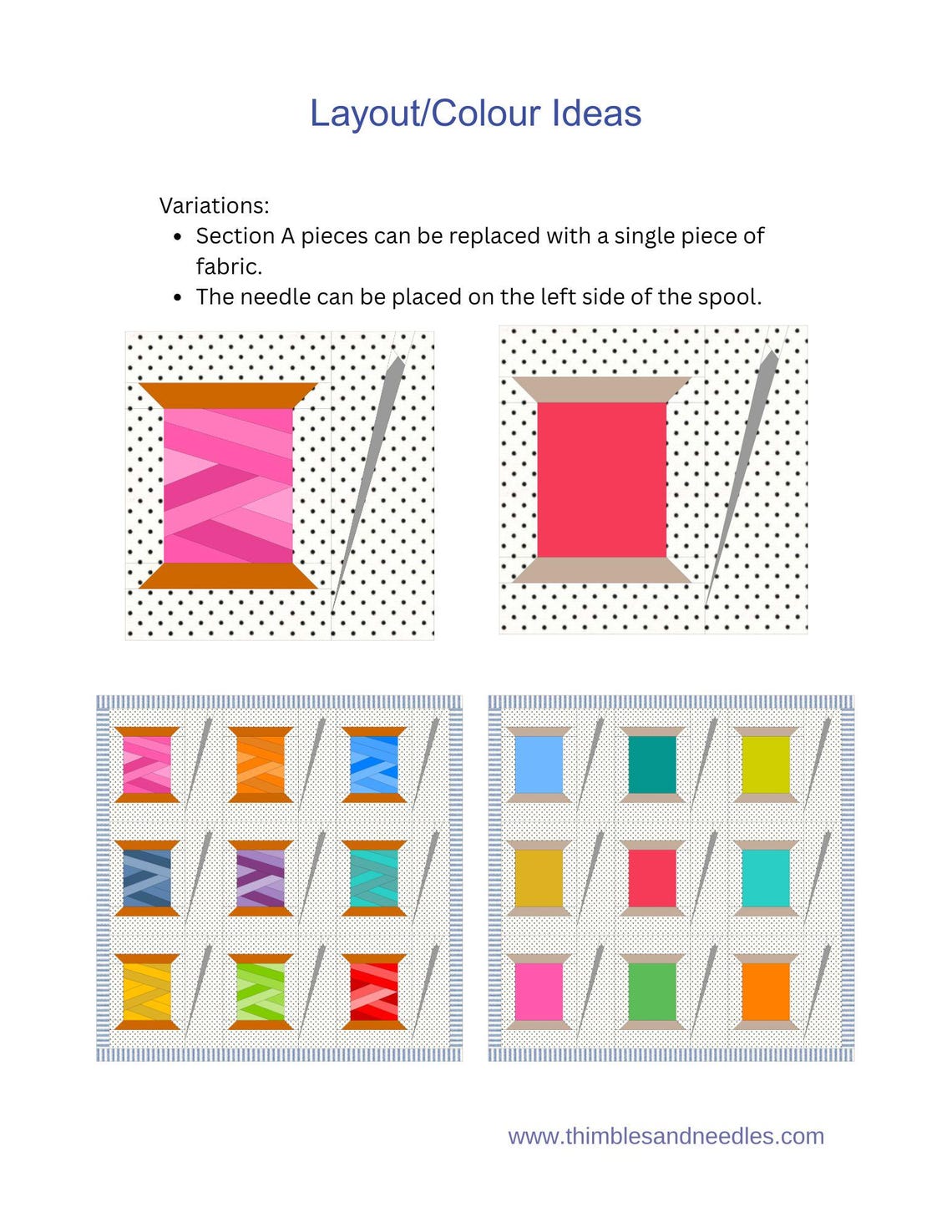 Needle and Spool FPP Foundation Paper Piecing Quilt Block Pattern ...